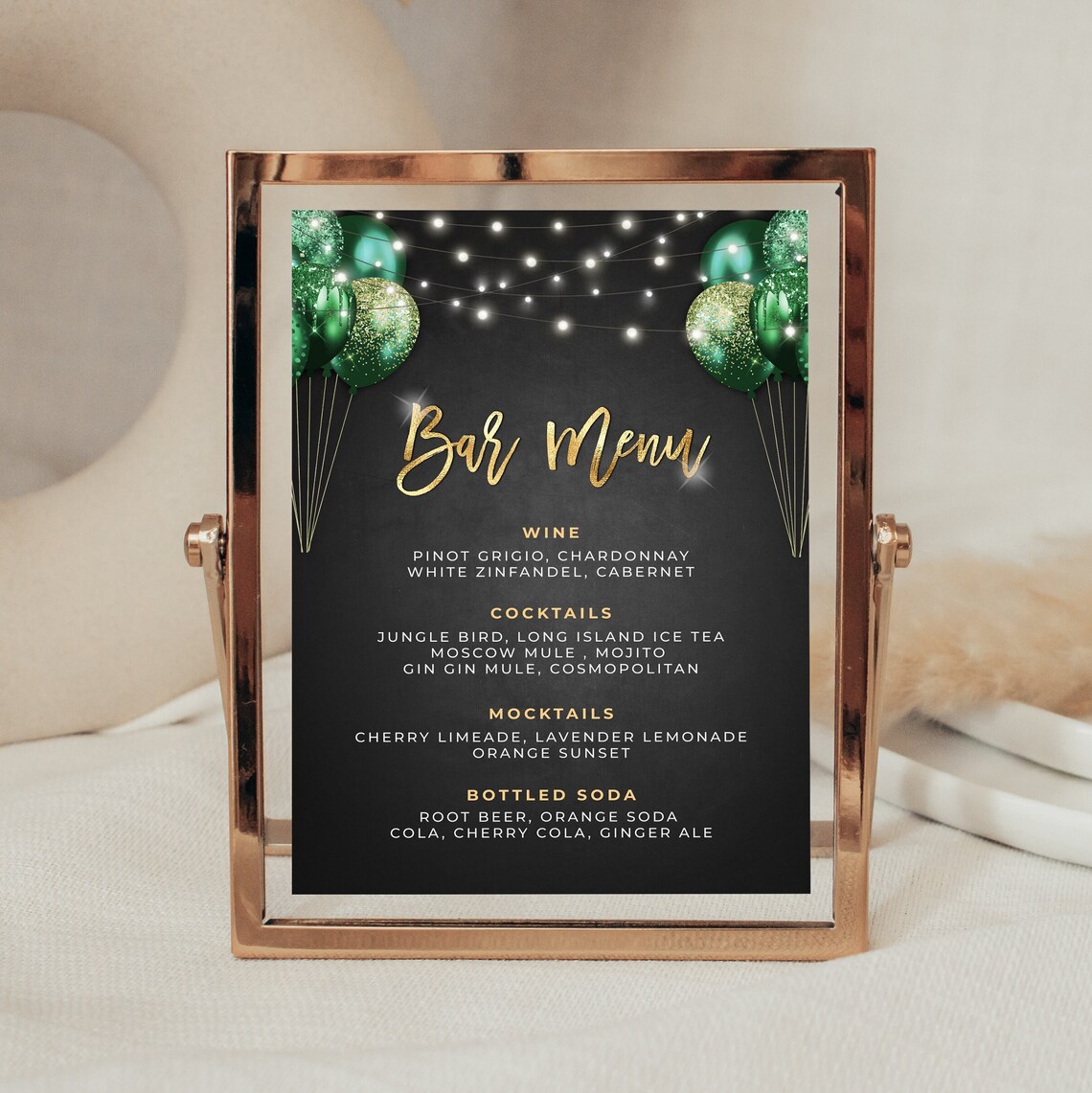 Emerald Green and Gold Bar Menu Template - Drink Menu Event Menu ...