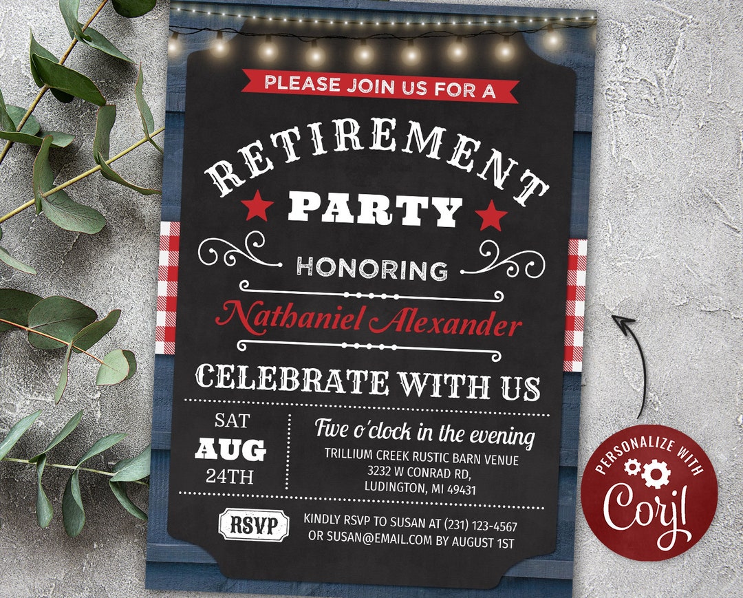 Retirement Party Invite INSTANT DOWNLOAD Retired Invite Rustic Western ...