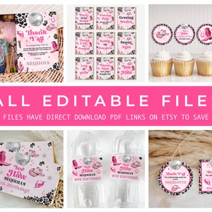 Editable Space Cowgirl Invitation Bundle - Pink Disco Cowgirl Nashville ...