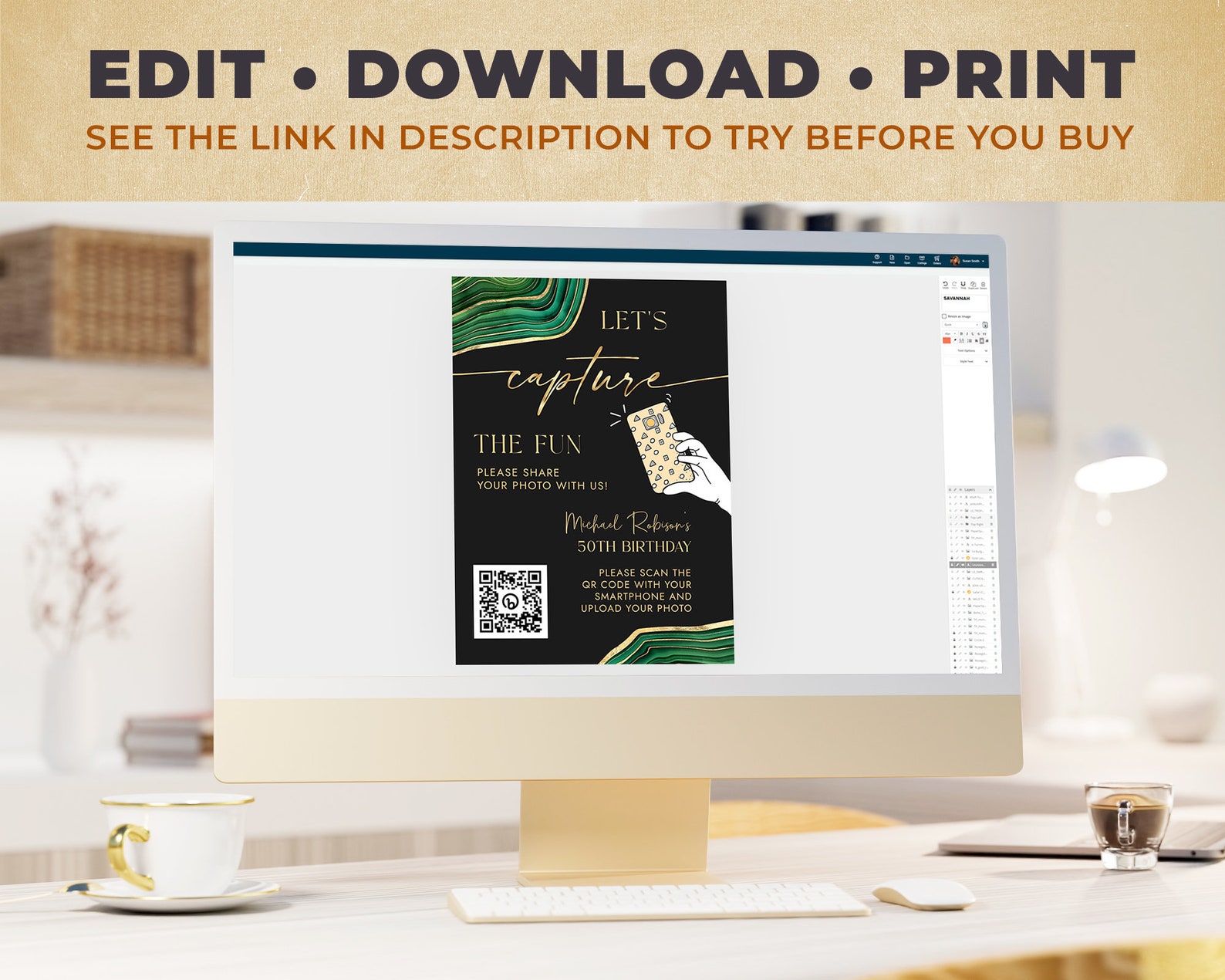 Plantilla de letrero con código QR para libro de visitas con foto en ...