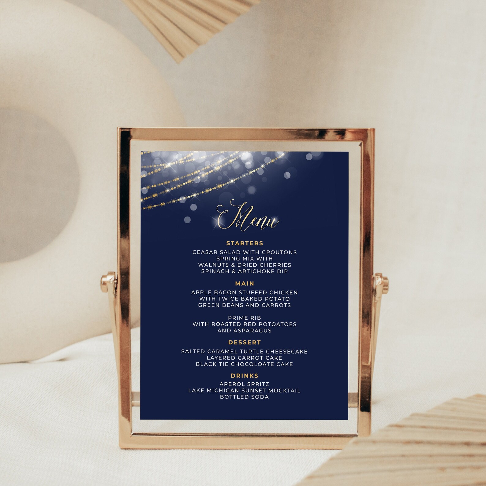 Blue and Gold Menu Template Event Menu Template 5x7 & 8x10 - Etsy