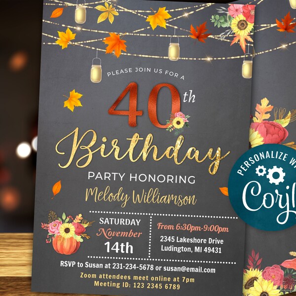 Fall Theme Birthday Invitation - Etsy Canada