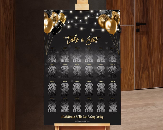 Birthday Seating Chart, Personalized Milestone Birthday Sign, Party ...