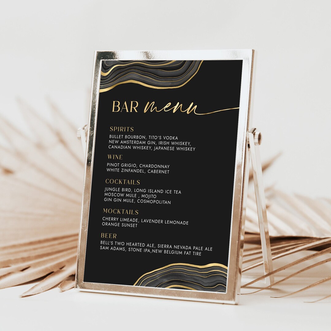 Black and Gold Bar Menu Template - Drink Menu Event Menu Template ...
