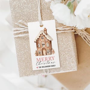 Editable Christmas Gift Tag Template - Personalized Gingerbread House ...