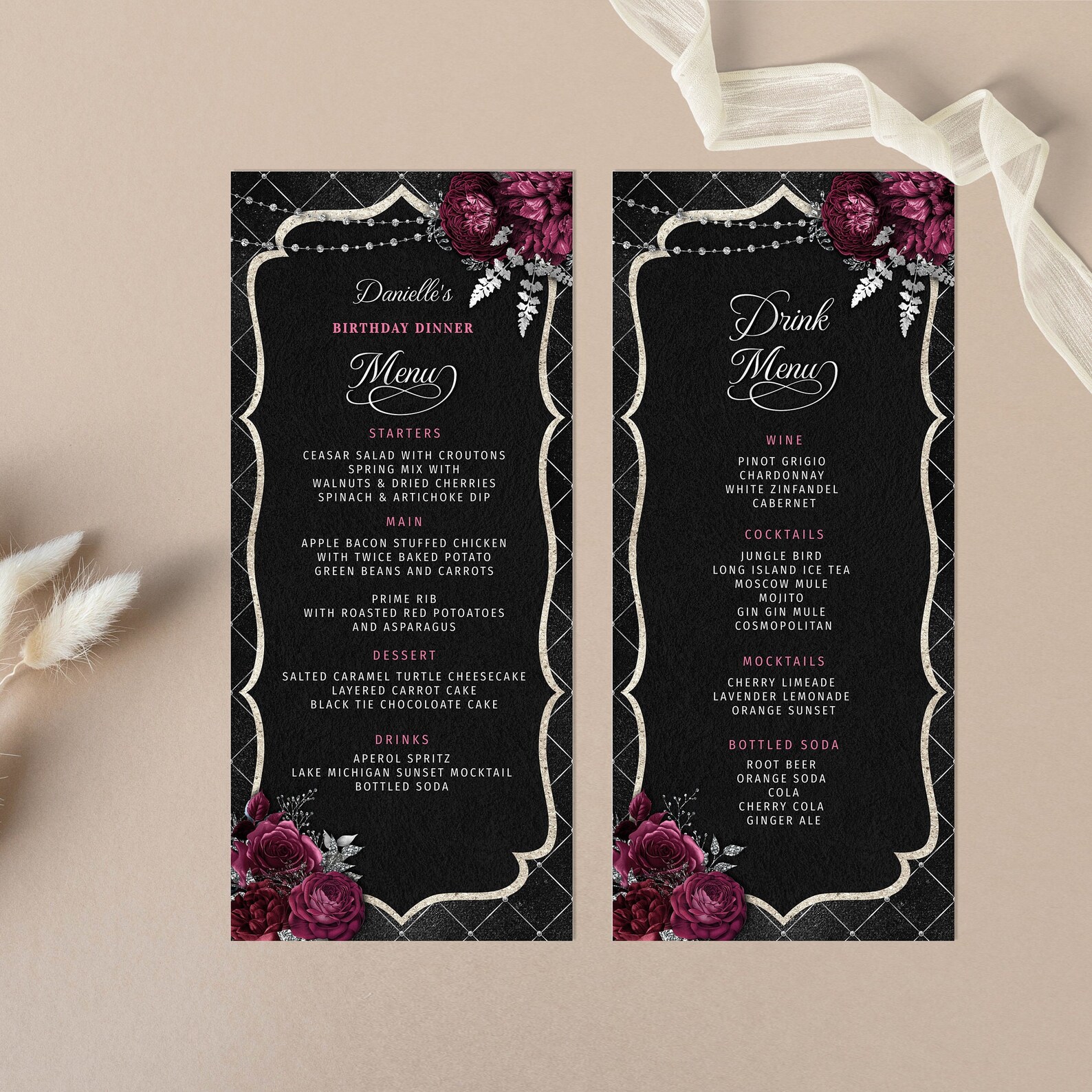 Editable Menu Template and Drink Menu Event Menu Template - Etsy