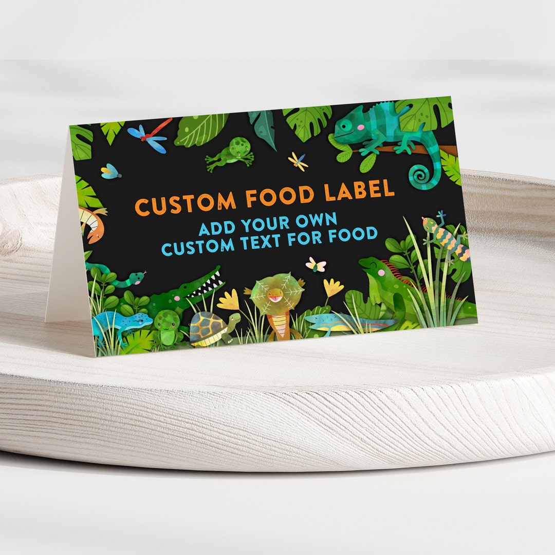 Editable Reptile Lizard Boy Birthday Food Labels Template - Boy ...