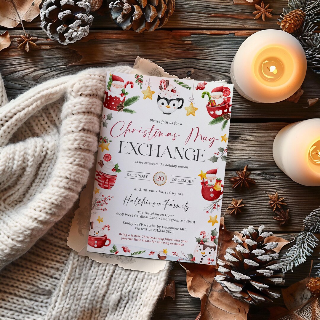 Christmas Mug Exchange Gift Swap Party Invitation – Holiday Printable ...