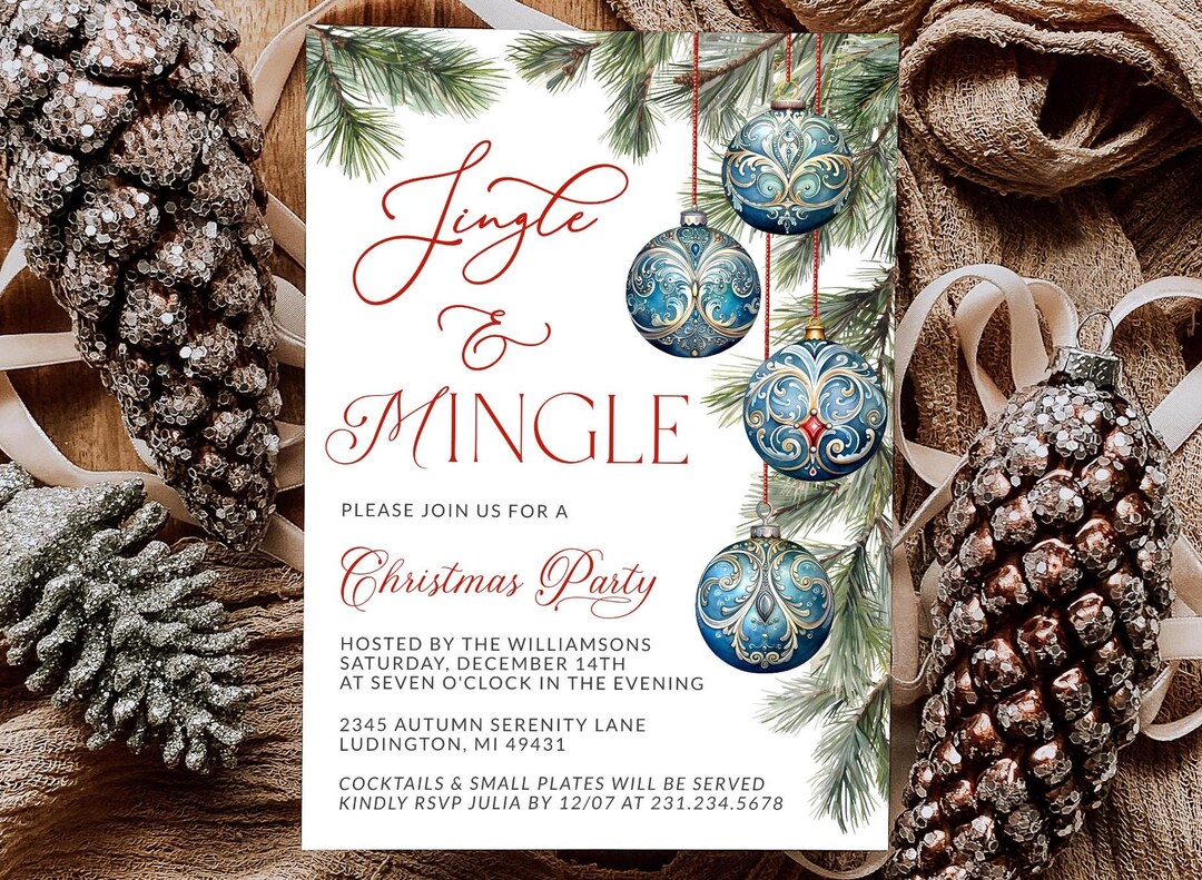 Boho Christmas Party Invitation - Holiday Party Invitation Template ...