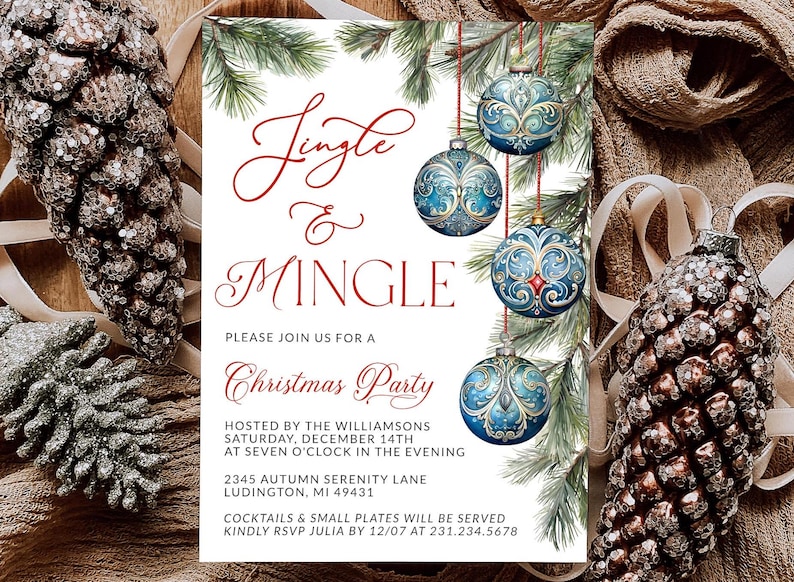 Boho Christmas Party Invitation - Holiday Party Invitation Template ...