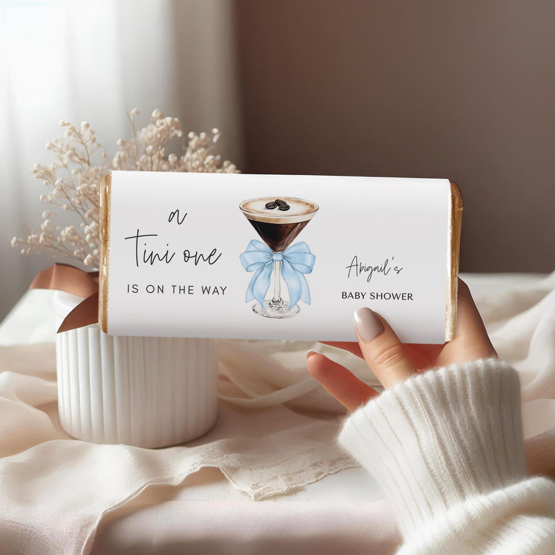 Blue Bow Espresso Martini Baby Chocolate Bar Label Candy Bar Label ...