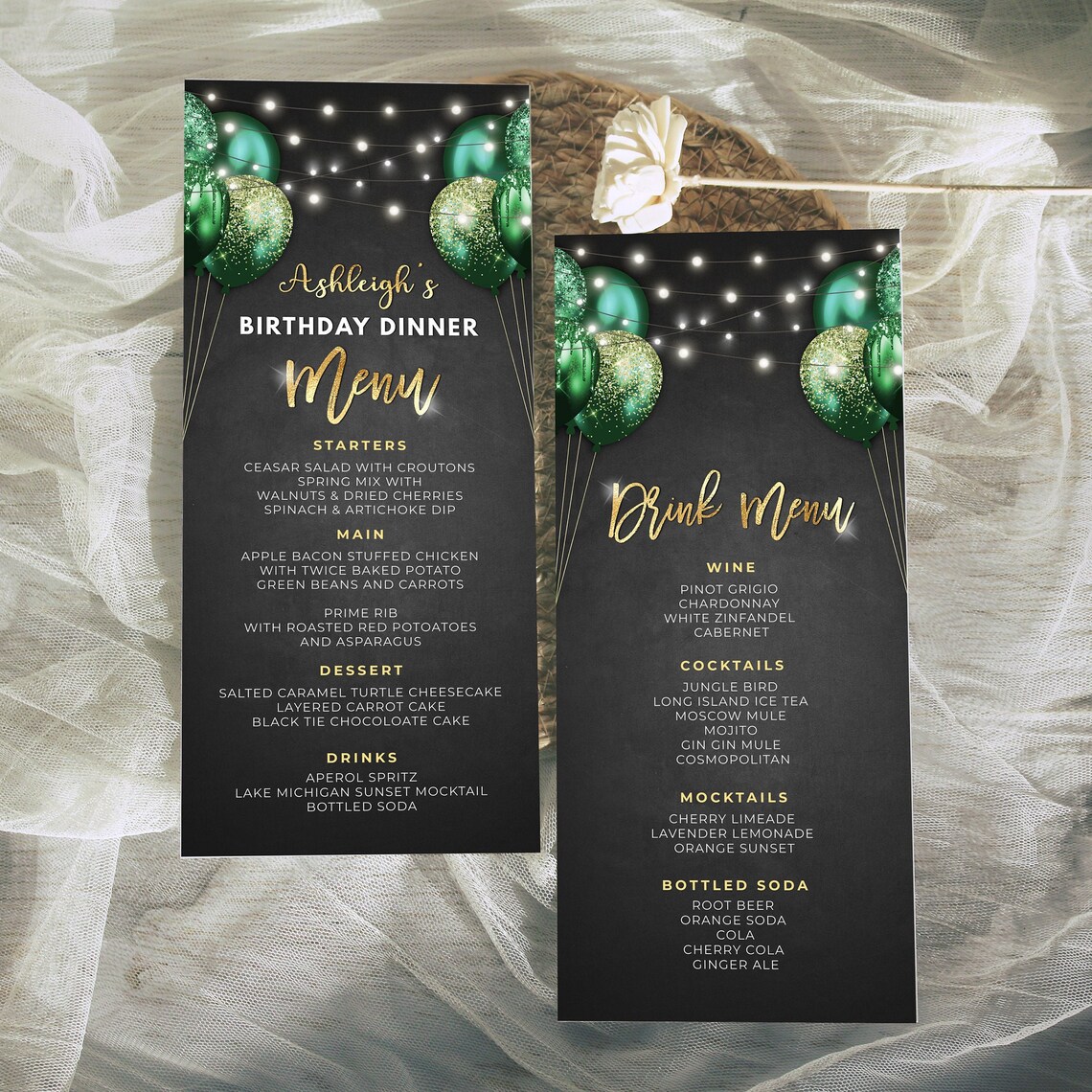 Emerald Green and Gold Menu Template and Drink Menu Event Menu - Etsy