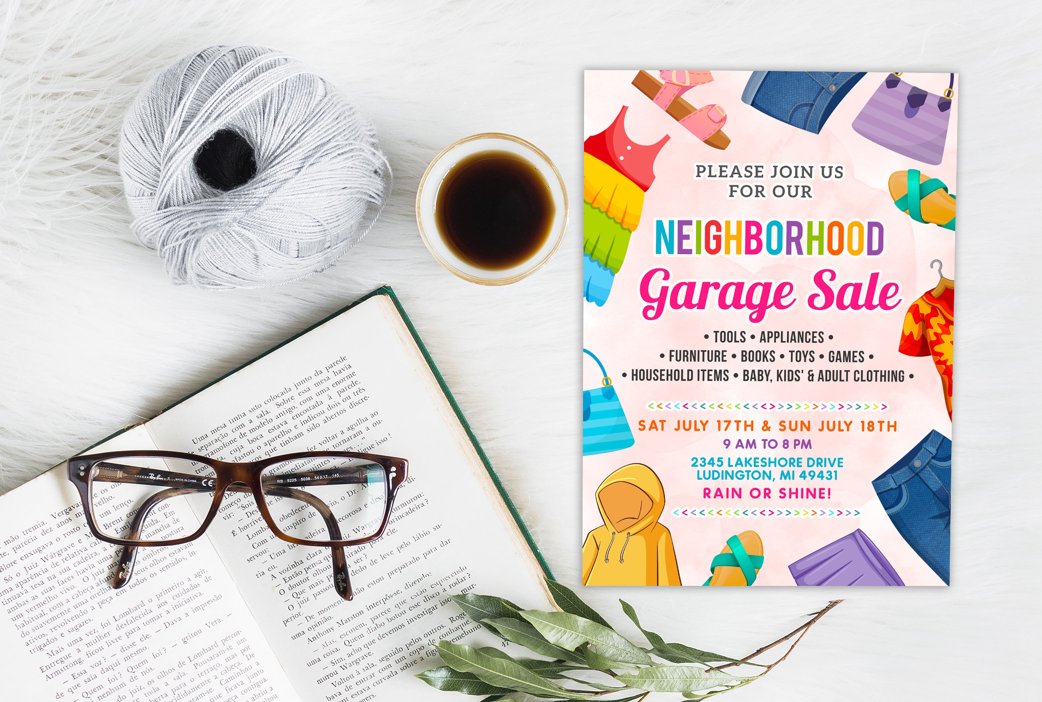 Yard Sale Printable Garage Sale Flyer Template PTA PTO - Church School ...