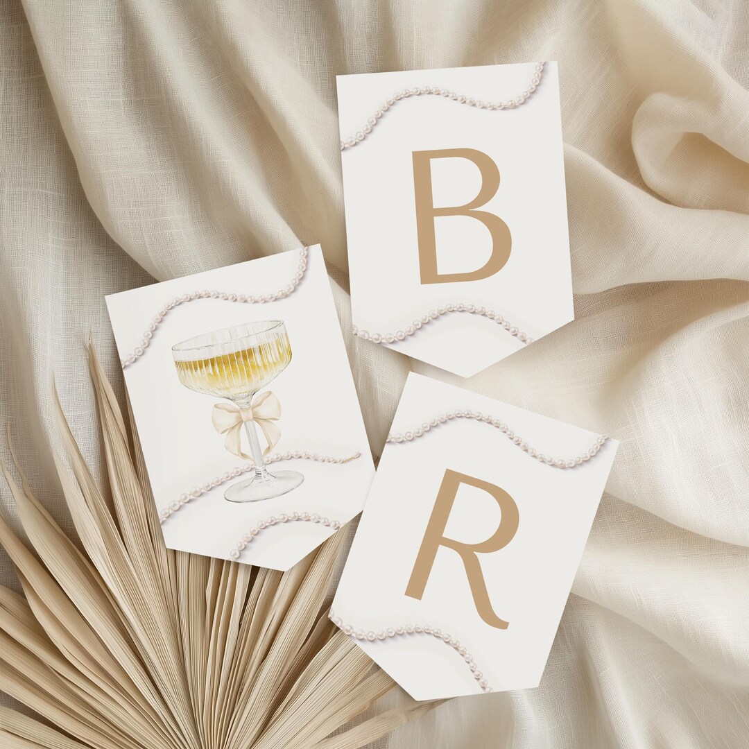 Pearls and Prosecco Bridal Shower Bunting Banner Sign Template - Bride ...