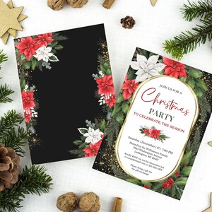 Editable Christmas Party Invitations - Christmas Party Invite - Floral ...