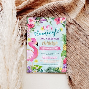 Digital and Printable Flamingo Birthday Party Invitation Flamingo Theme ...