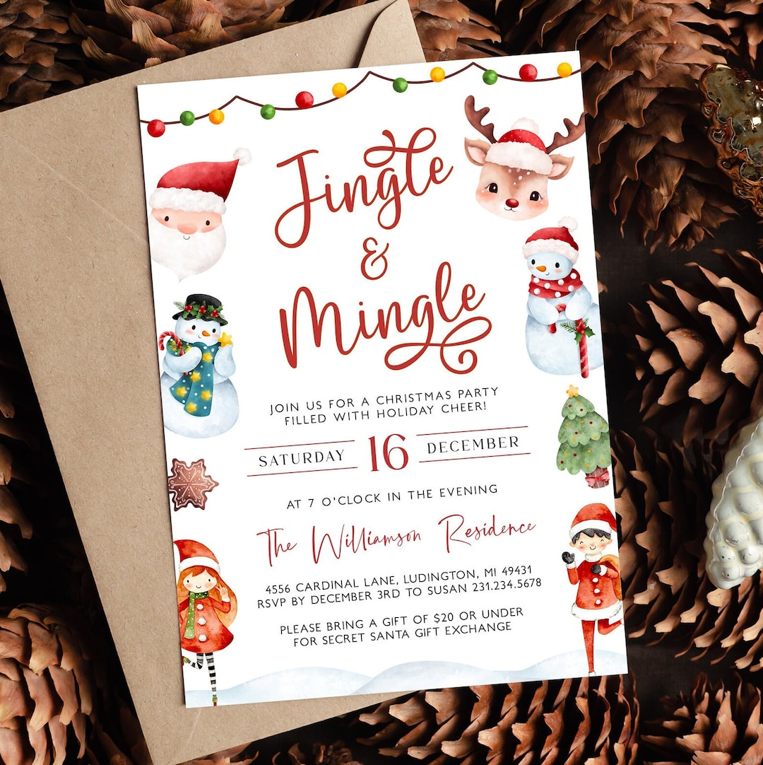 Kids Christmas Party Invitation - Editable Holiday Party Invite ...