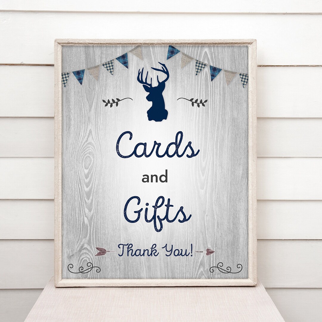 Editable Little Buck Deer Cards & Gifts Sign - Boy Baby Shower Sign ...