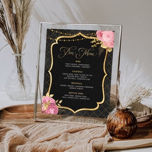 Black Pink and Gold Bar Menu Template Drink Menu Event Menu Template ...