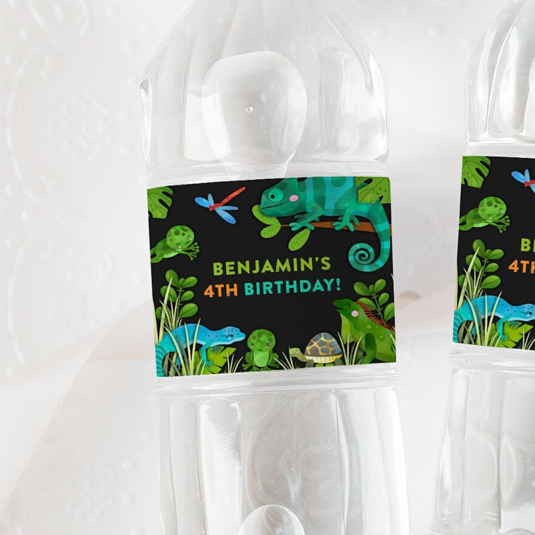 Reptile Bottle Labels, Reptile Labels, Lizard Bottle Wraps, Printable ...