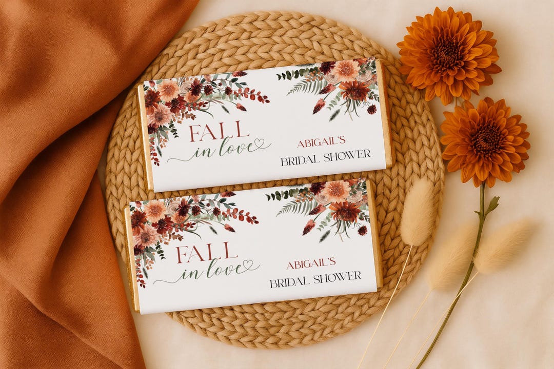 Fall Bridal Shower Chocolate Candy Bar Label Wrapper Template - Terra ...