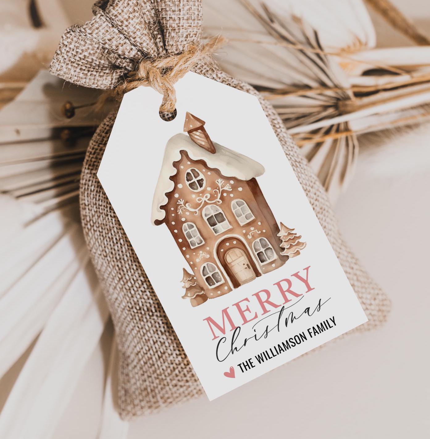 Editable Christmas Gift Tag Template - Personalized Gingerbread House ...