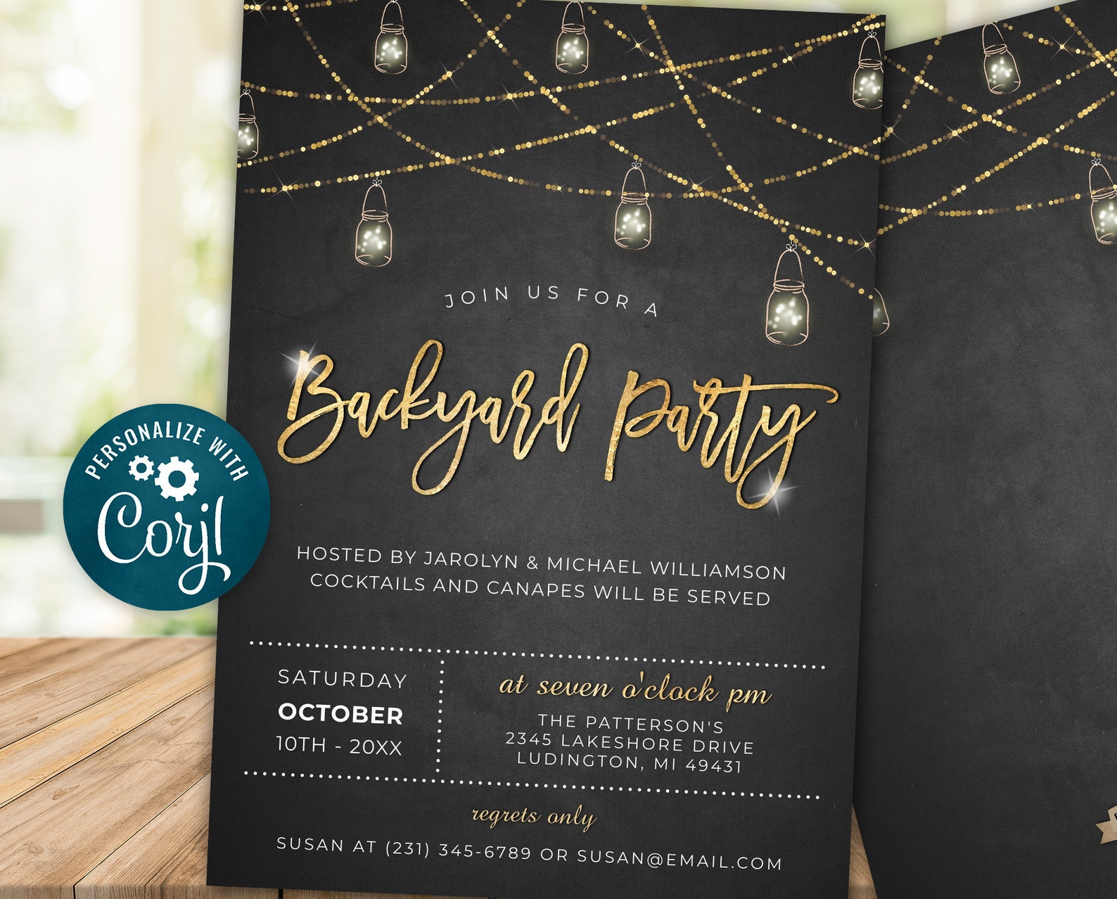 Rustic Backyard Party Invitation Template Outdoor Party - Etsy