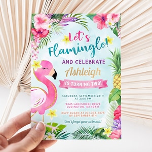 Digital and Printable Flamingo Birthday Party Invitation Flamingo Theme ...