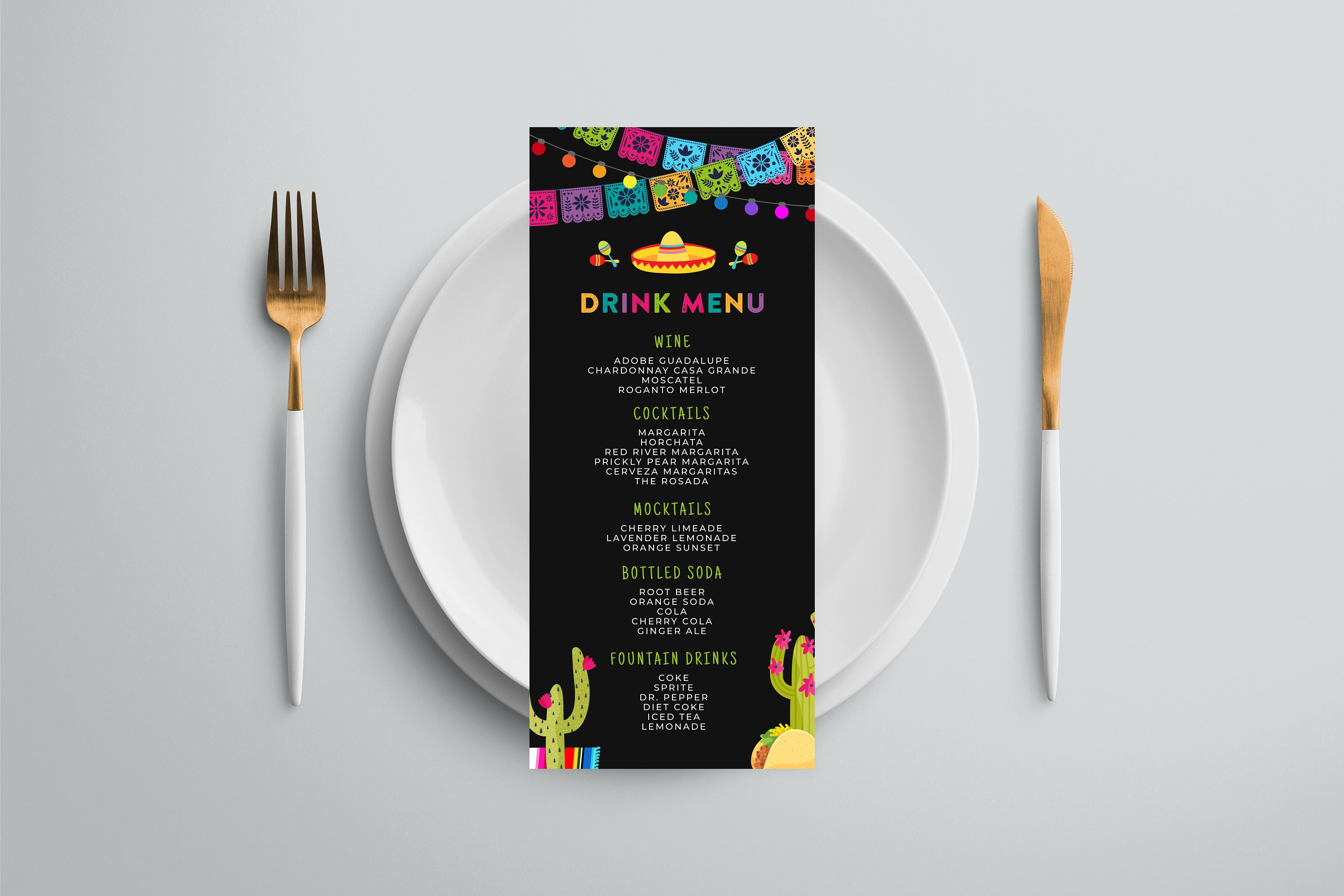 Fiesta Menu Taco Bout a Party Menu Card Menu Template and | Etsy