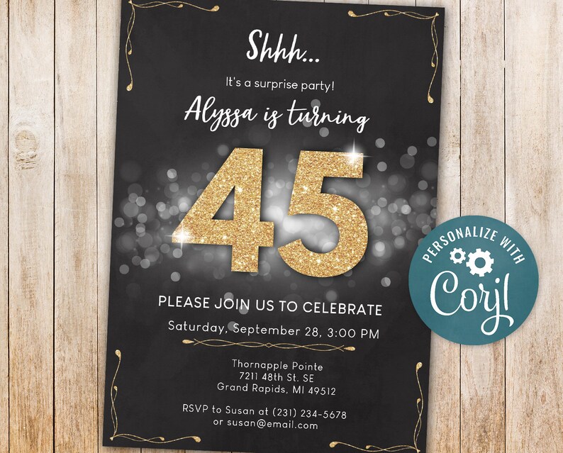 45Th Birthday Invitation Templates