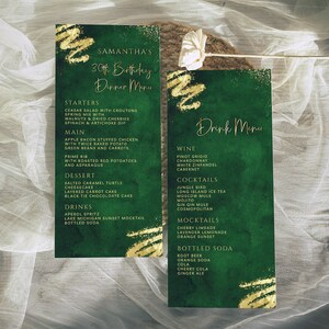 Luxury Green and Gold Menu Card + Drink Menu Template - Digital Instant ...