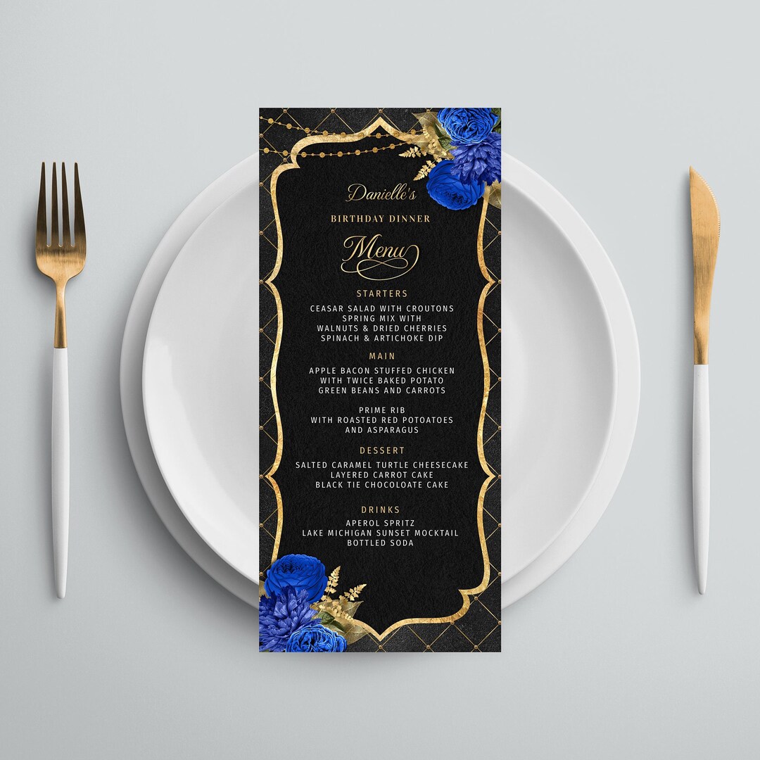 Editable Menu Template and Drink Menu Event Menu Template, Black With ...