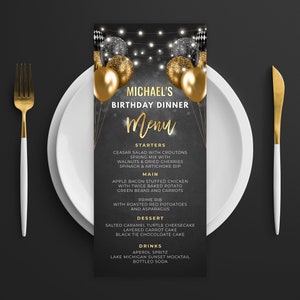 Black and Gold Menu Card - Menu Template and Drink Menu Event Menu ...