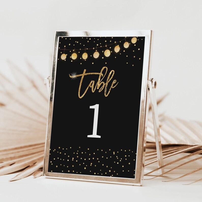 Black and Gold Table Numbers Template Reception Table - Etsy