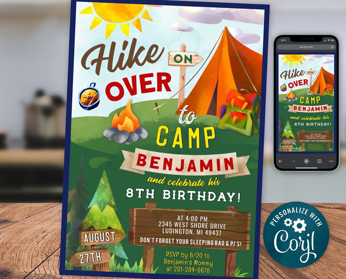 Camping Birthday Invitation Camping Birthday Theme Camp Out - Etsy