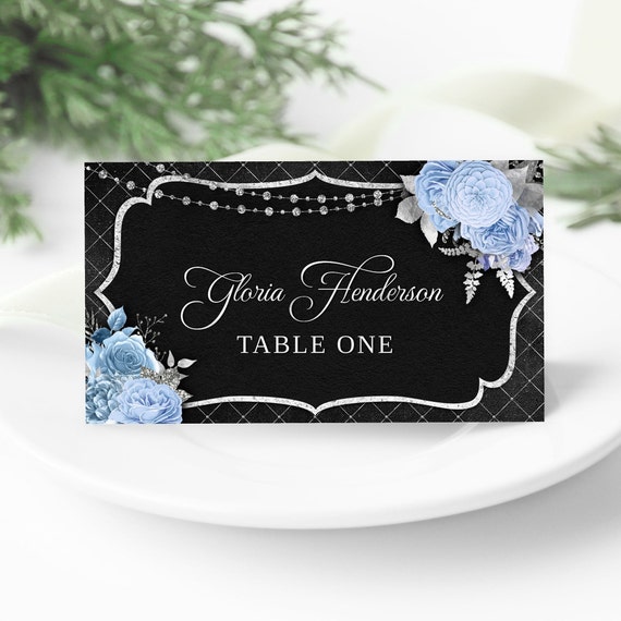 Editable Place Card Template Tent Card Template Black With - Etsy