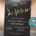 Surprise Birthday Party Save the Date Invitation Black Gold Glitter ...