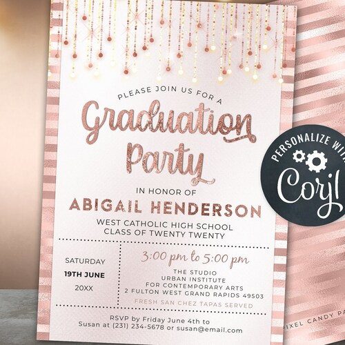 Graduation Invitation INSTANT DOWNLOAD Digital Template. - Etsy