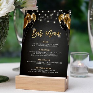 Black and Gold Bar Menu Drink Menu Event Menu Template Digital Instant ...