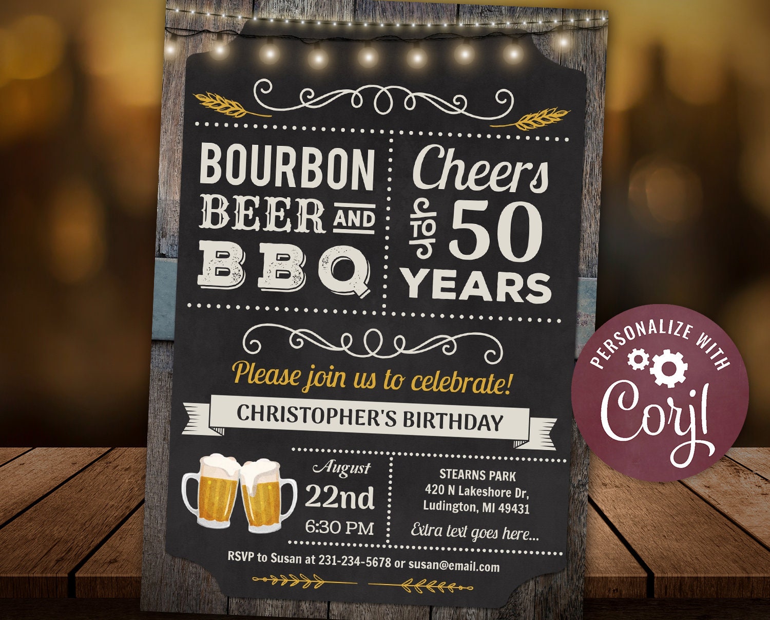 50th Cheers Bourbon Beer and BBQ Birthday Party | Etsy