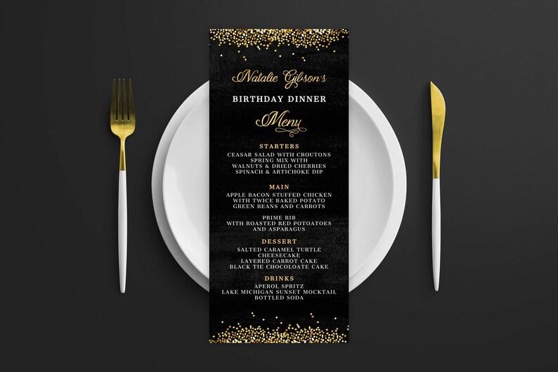 Menu Template and Drink Menu Template Sparkly Glitter Gold - Etsy