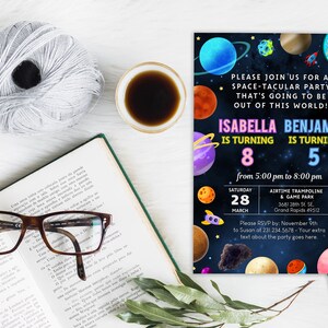 Joint Birthday Invite Planet Birthday Invitation Outer Space - Etsy