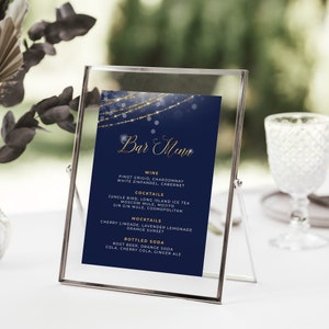 Blue and Gold Bar Menu Template - Drink Menu Event Menu Template ...