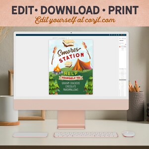 Editable Camping Birthday Party Smores Sign - Birthday Sign - Camping ...