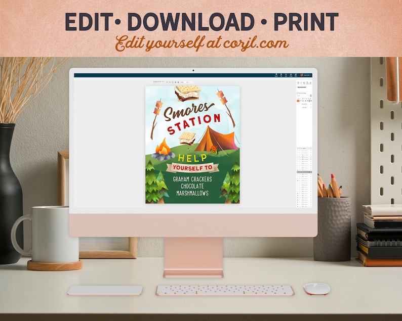 Editable Camping Birthday Party Smores Sign Birthday Sign - Etsy