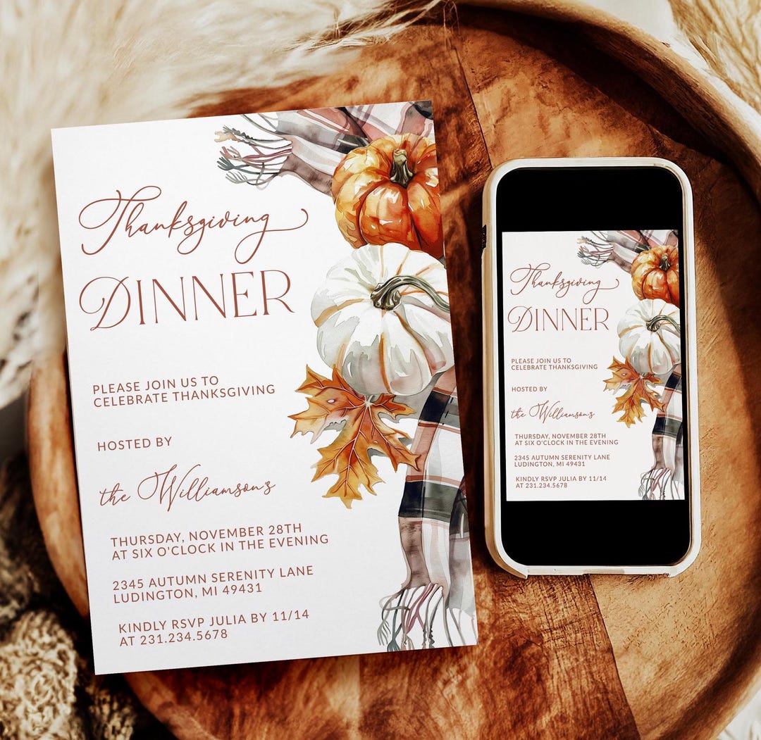 Editable Thanksgiving Dinner Invitation - Friendsgiving Invitation ...