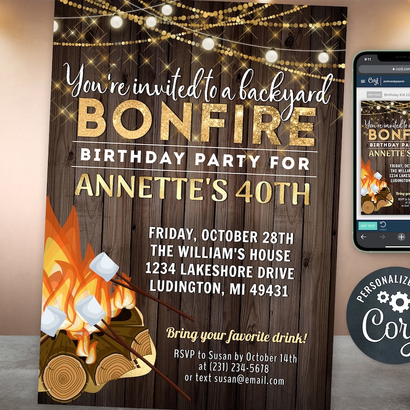 Campfire Invitations - Etsy