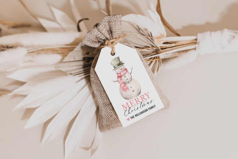 Editable Christmas Gift Tag Template - Personalized Pink Pastel Cute ...