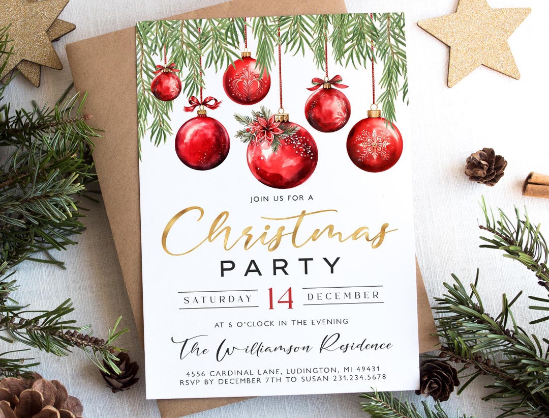 Editable Christmas Party Invitation - Holiday Party Invitation - Work ...