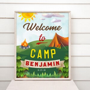 Editable Camping Birthday Party Sign Bundle - Birthday Sign - Camping ...